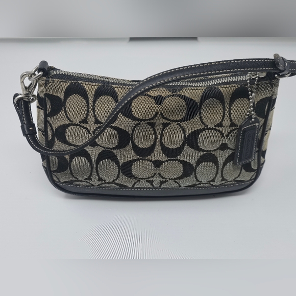 Coach | Bags | Cach Signature Demi Mini Pouch Hand Bag Canvas Leather ...